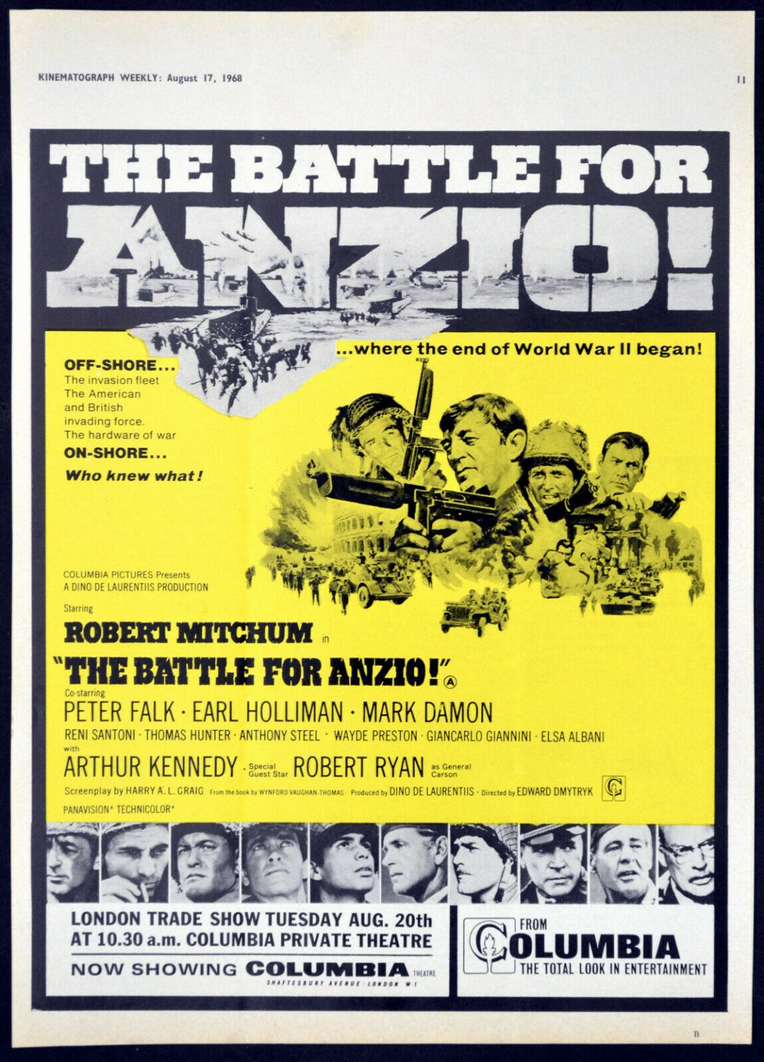 BATTLE FOR ANZIO | Rare Film Posters
