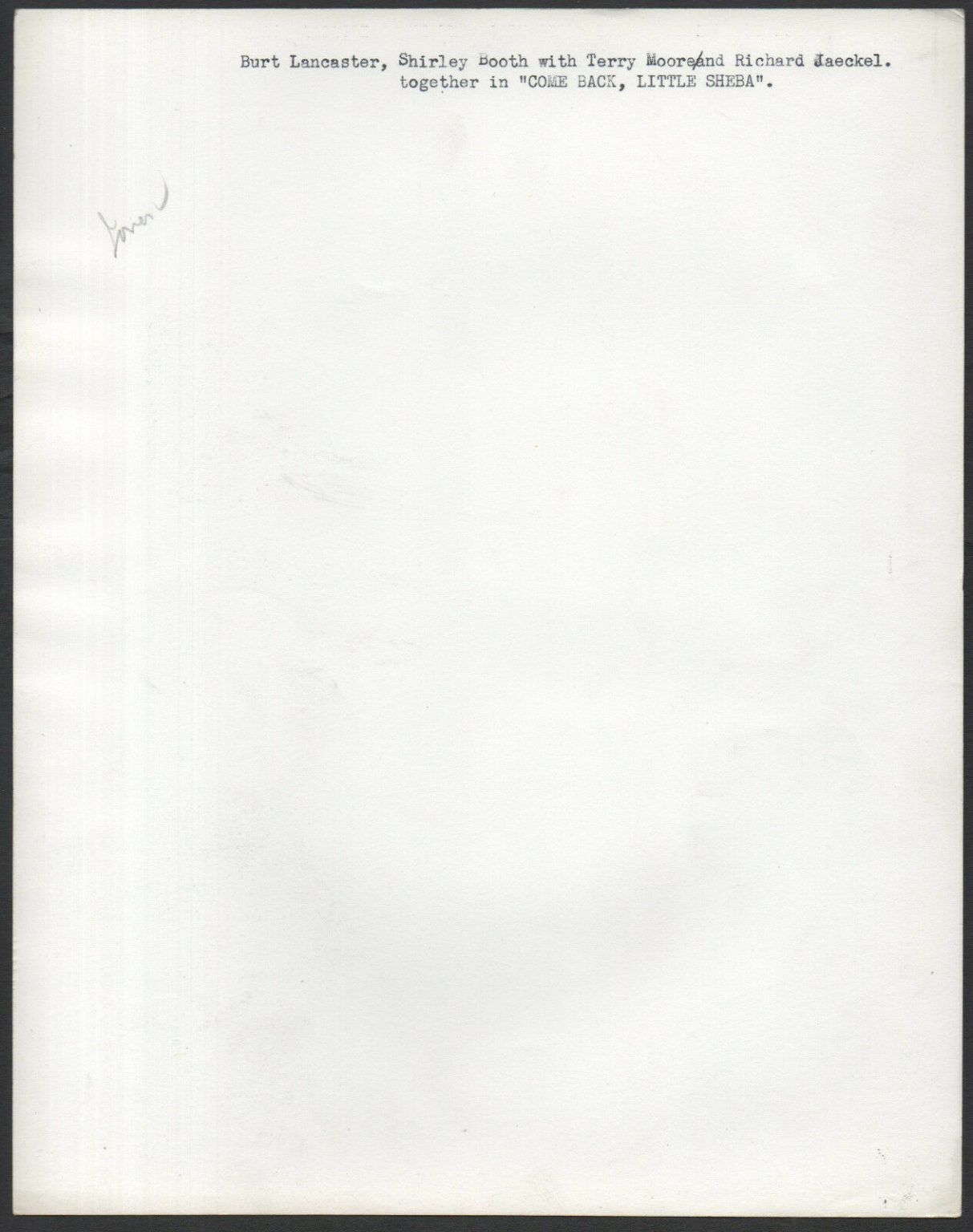 COME BACK LITTLE SHEBA | Rare Film Posters