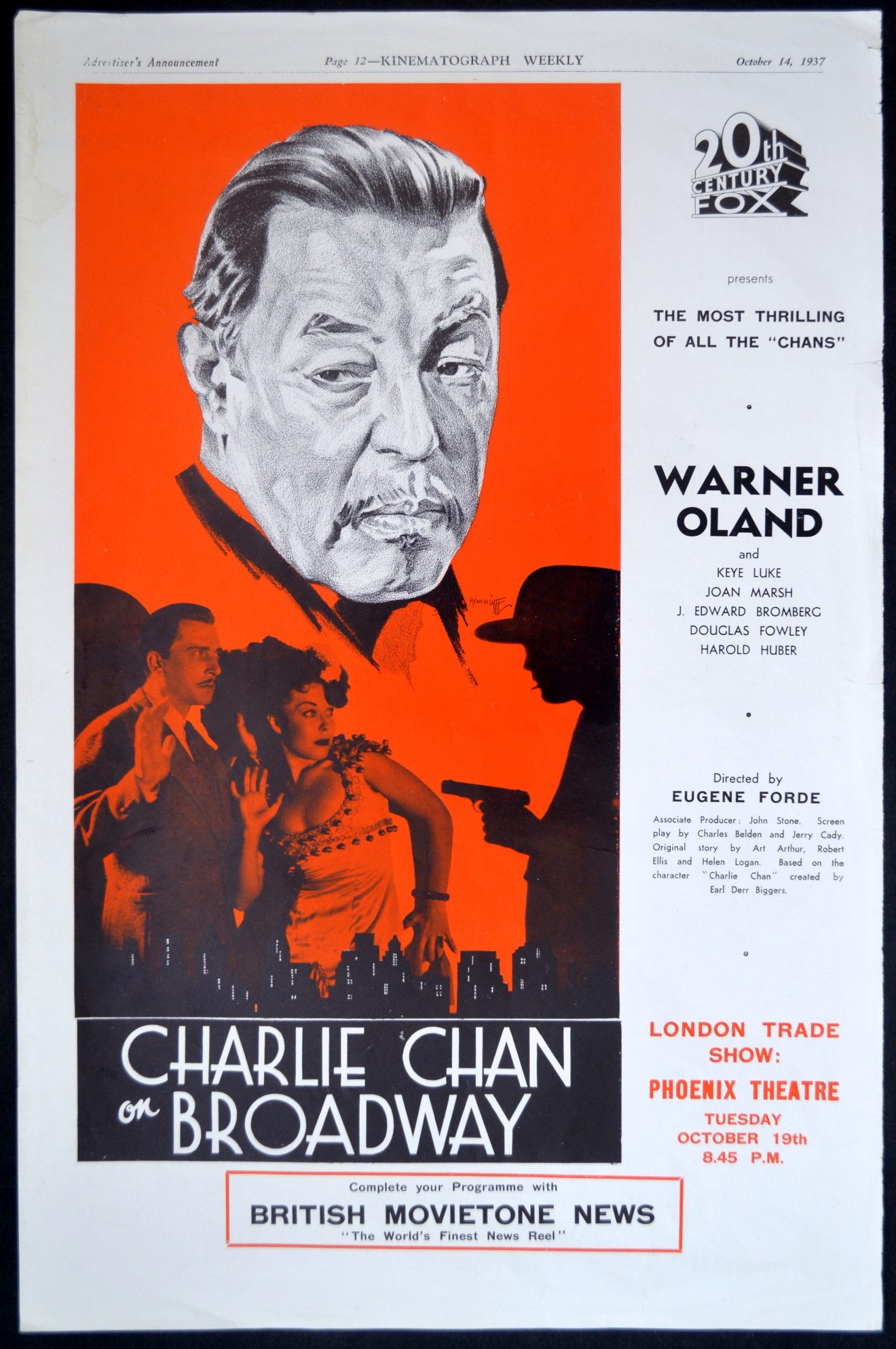 CHARLIE CHAN ON BROADWAY | Rare Film Posters