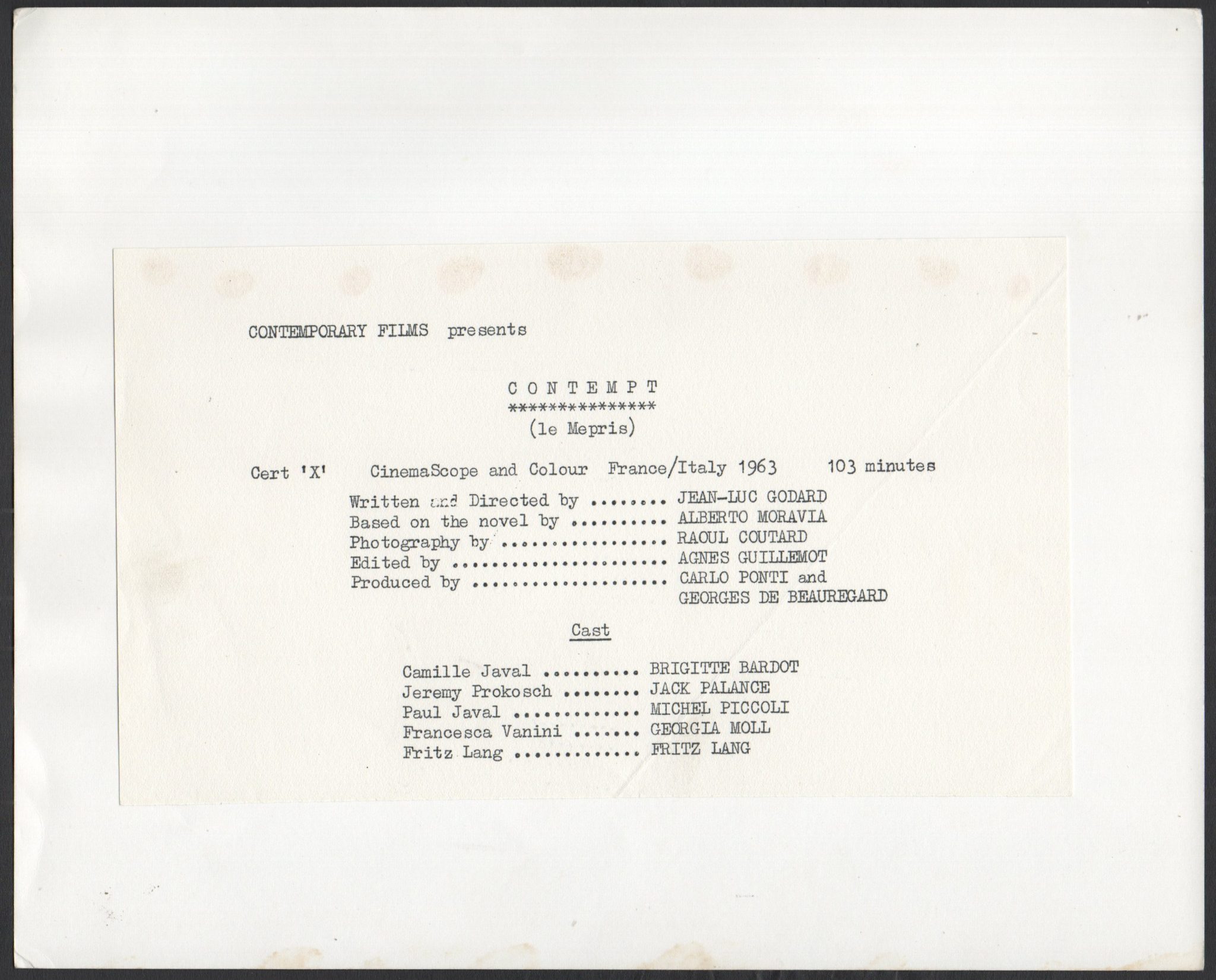 CONTEMPT | Rare Film Posters