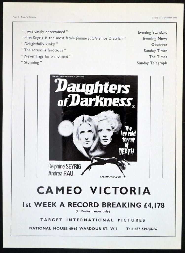 Daughters Of Darkness Rare Film Posters