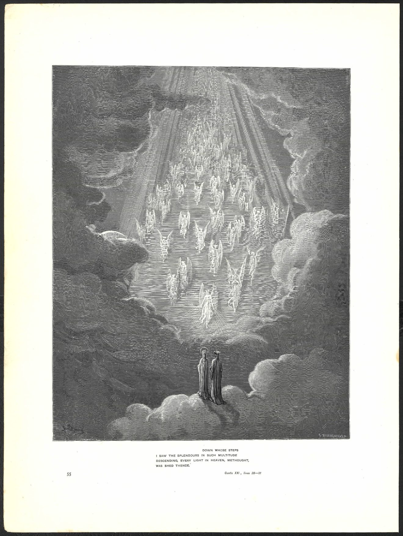DANTE SEES THE FORMATION OF A GOLDEN LADDER AND SOULS DESCENDING FROM ...