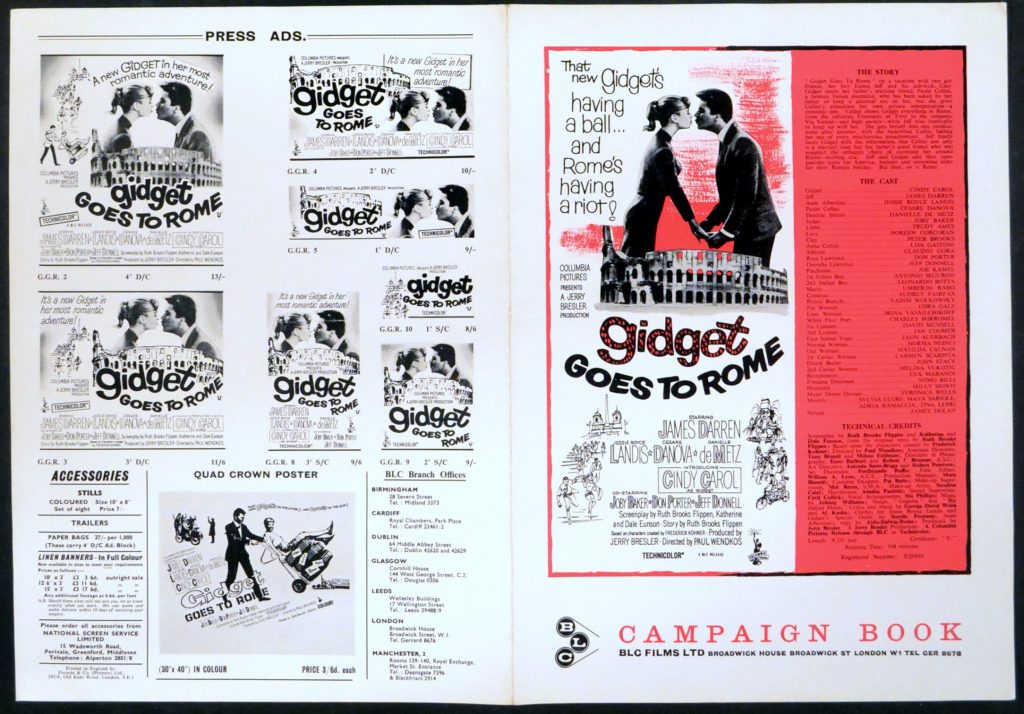 GIDGET GOES TO ROME | Rare Film Posters