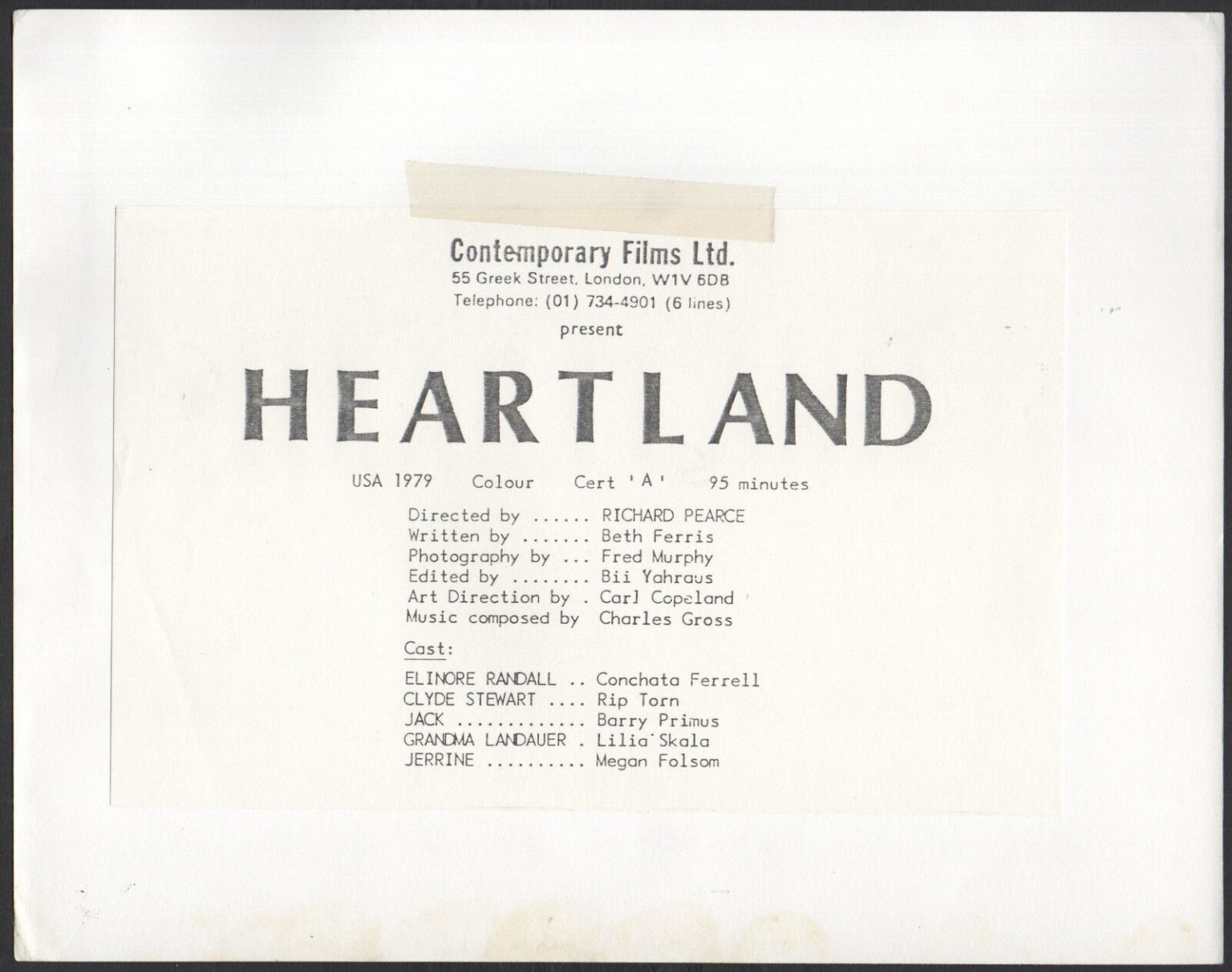 HEARTLAND | Rare Film Posters
