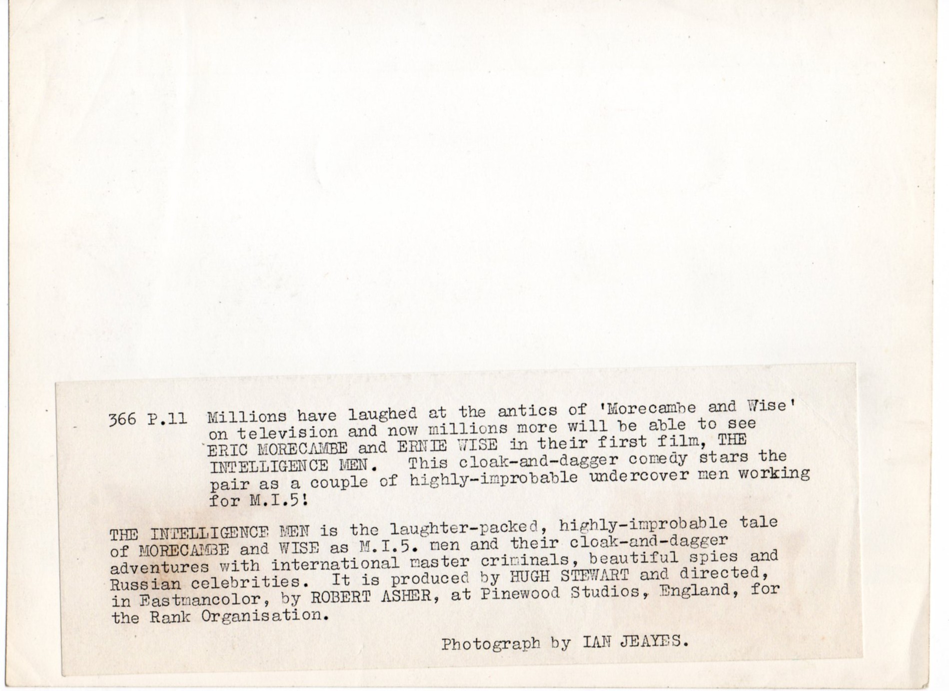 INTELLIGENCE MEN | Rare Film Posters