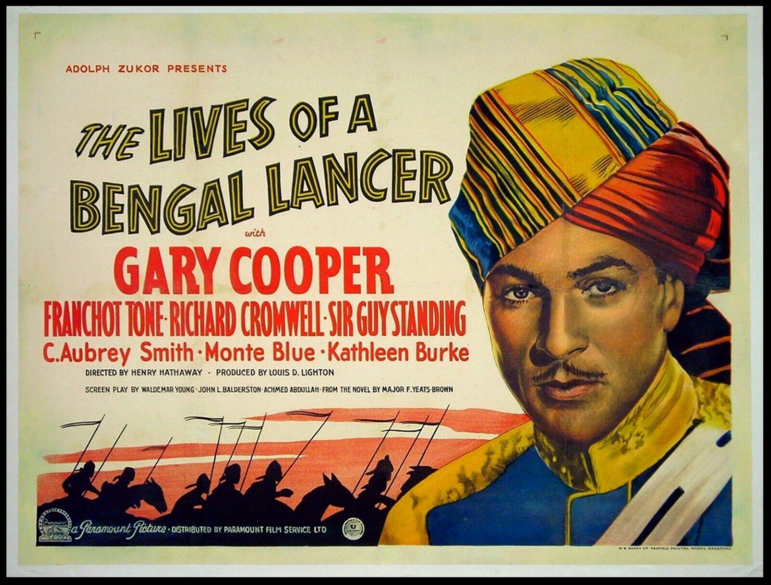 LIVES OF A BENGAL LANCER | Quad Film Poster