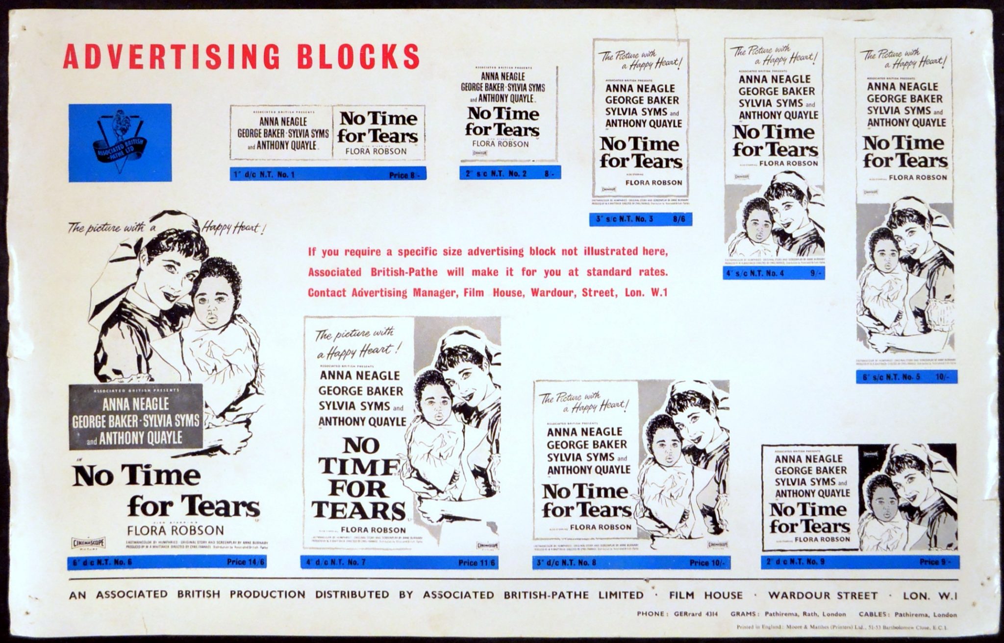 NO TIME FOR TEARS | Rare Film Posters