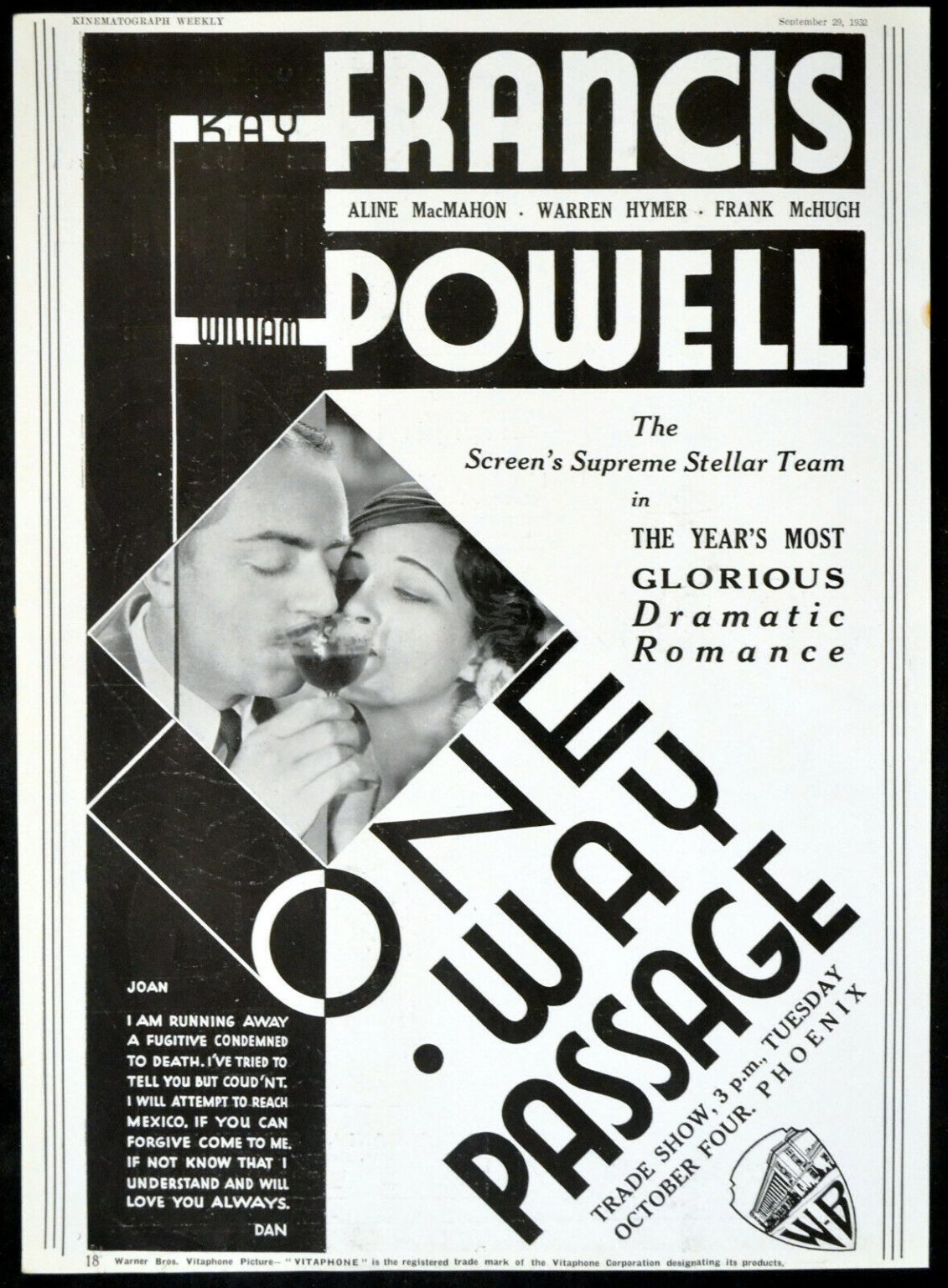 ONE WAY PASSAGE | Rare Film Posters