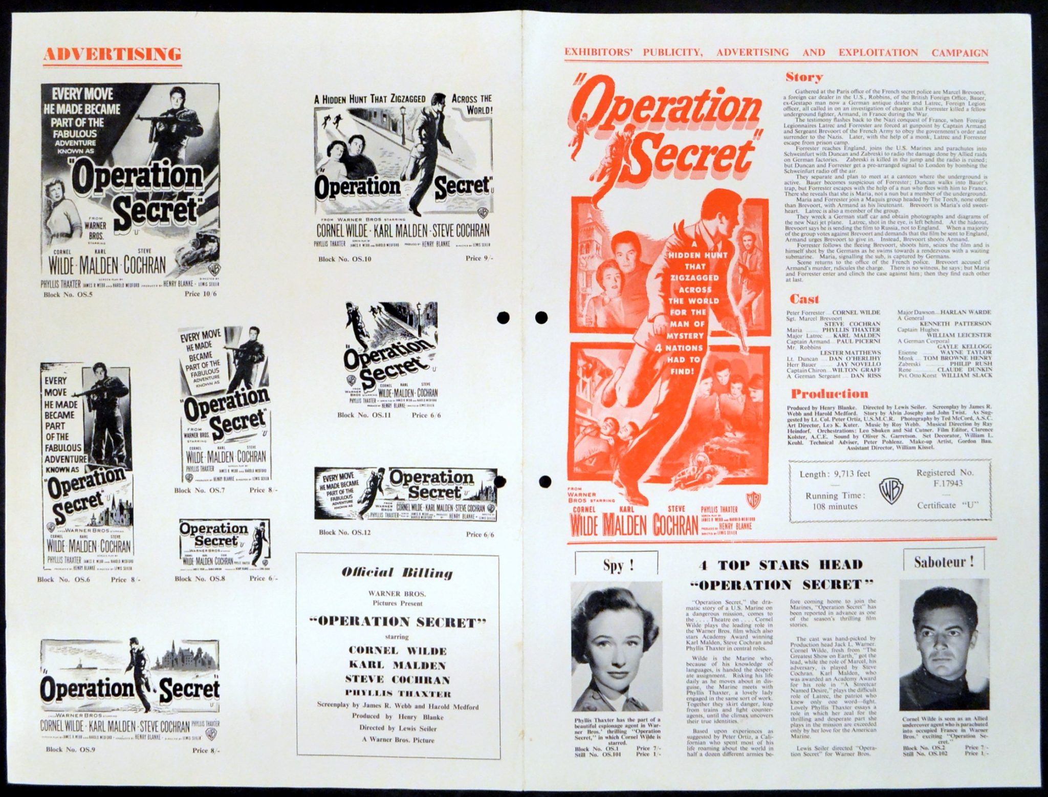 OPERATION SECRET | Rare Film Posters