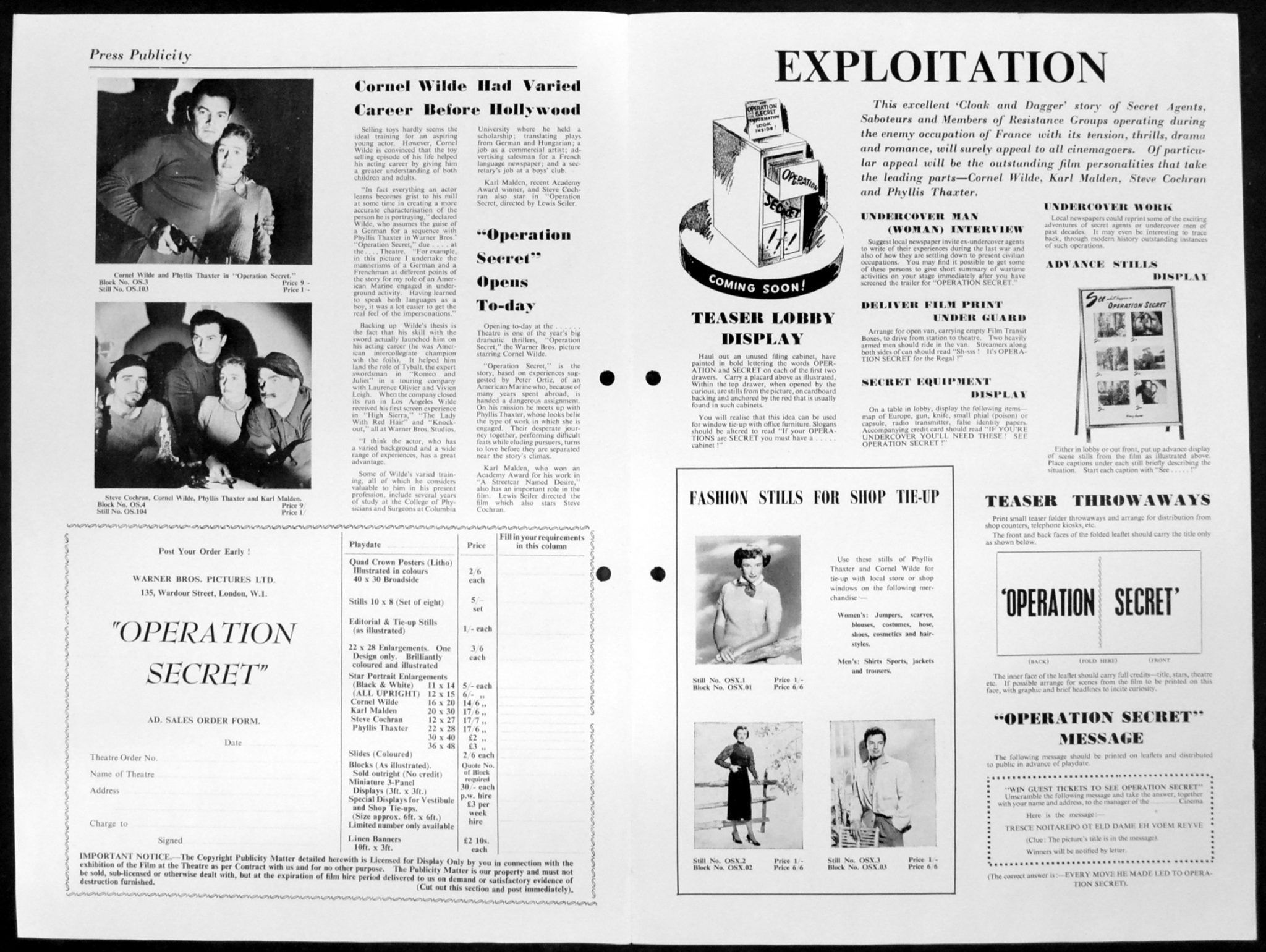 OPERATION SECRET | Rare Film Posters