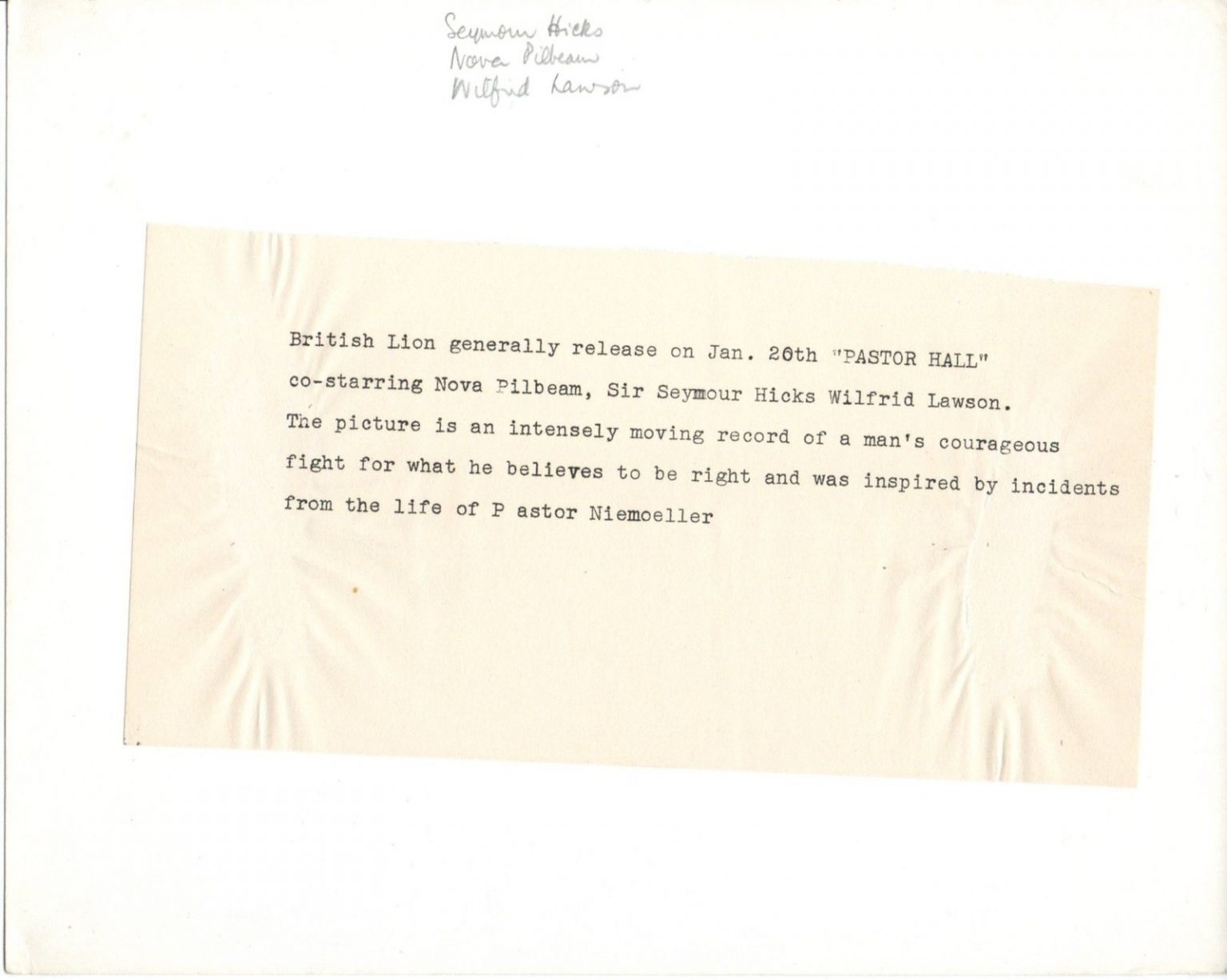 PASTOR HALL | Rare Film Posters