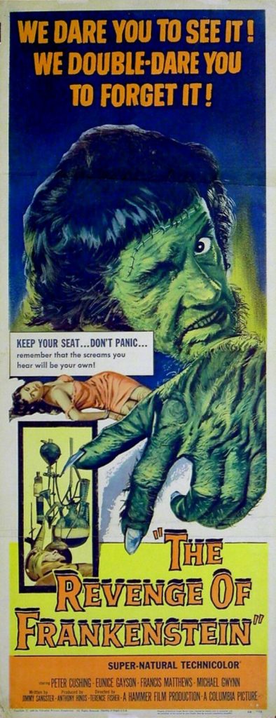 REVENGE OF FRANKENSTEIN | U.S. 14 inch x 36 inch Insert Film Poster