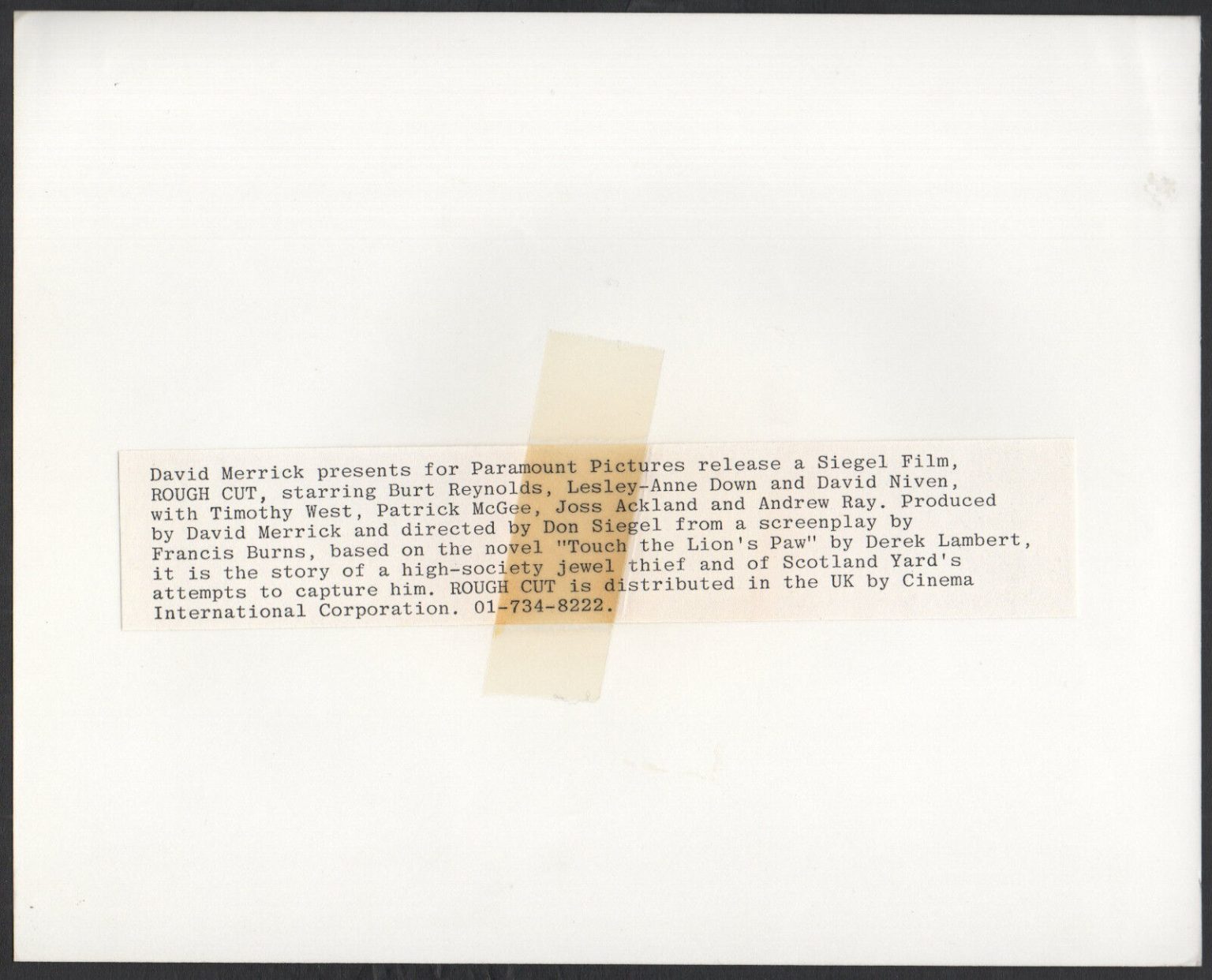 ROUGH CUT | Rare Film Posters