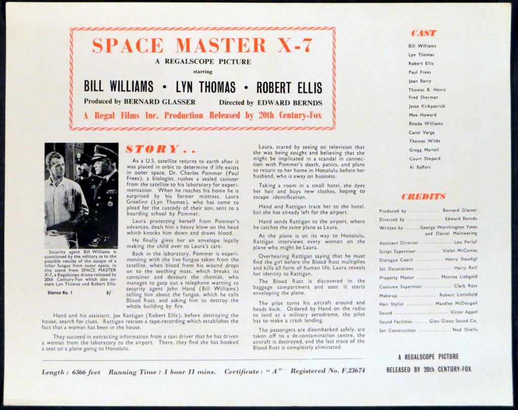 SPACE MASTER X-7 | Rare Film Posters