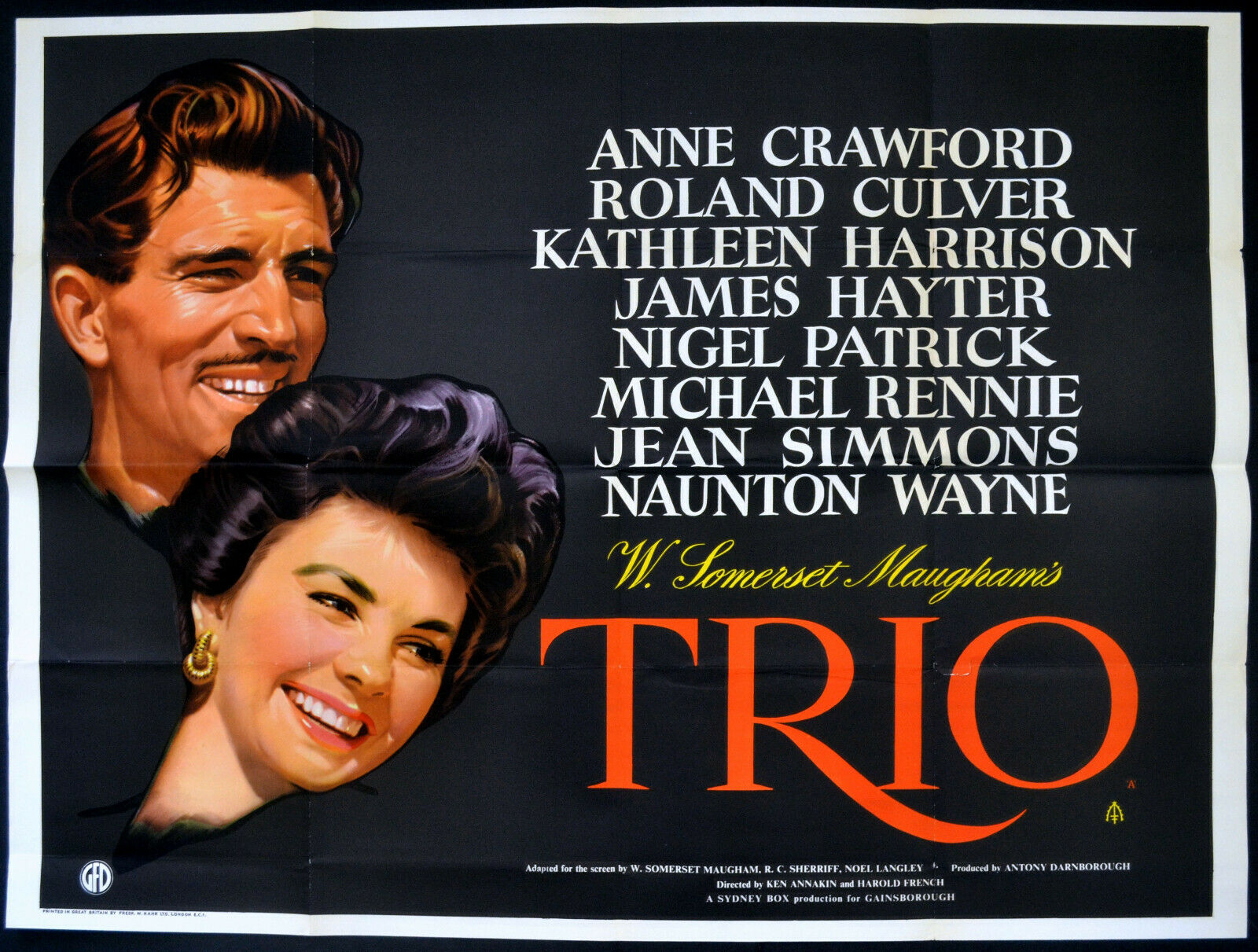 TRIO | British 30 inch x 40 inch W. Somerset Maugham Quad Film Poster